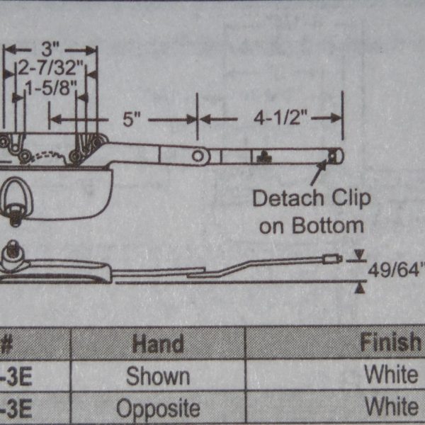 Truth Dyad Split Arm Operator 36-327 White 4 1/2″ Arm