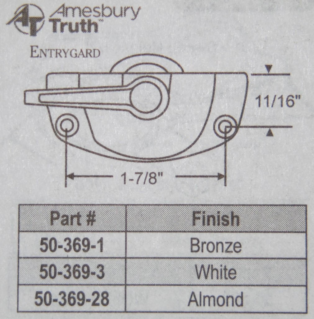 Truth Entrygard Cam Lock 50-369 Bronze,White or Almond