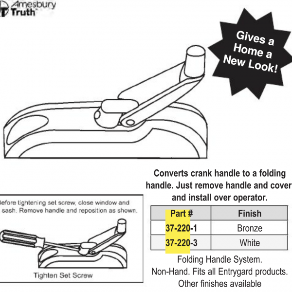 Truth Entrygard Folding Handle Conversion Kit 37-220 White or Bronze ...