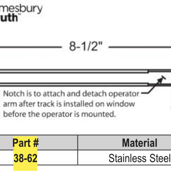 Truth Casement Window Track 38-62 Stainless Steel 8 1/2″