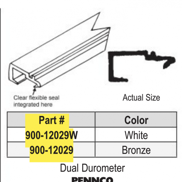 Pennco Dual Durometer 900-12029 White Glazing Bead